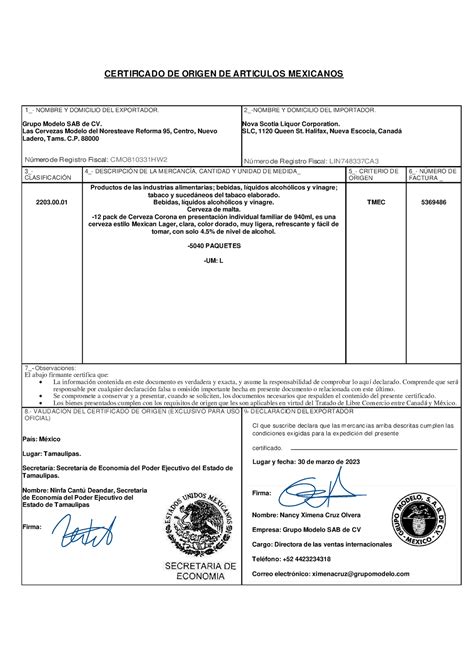 Certificado De Origen Mexicano Image To U
