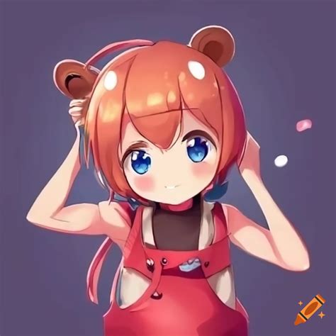 Adorable Anime Character Holding A Gummy Bear