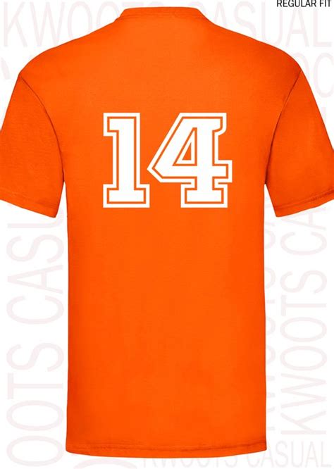 Johan Cruijff Heren T Shirt Oranje Met Wit Maat S Regular Fit