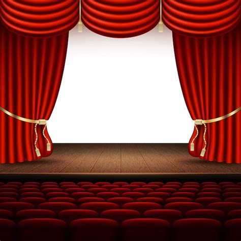 Escenario con telón rojo Vector Premium