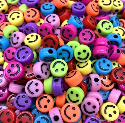 Mm X Mm Beads Smiley Face Beads Spacer Multicolor Beads Etsy