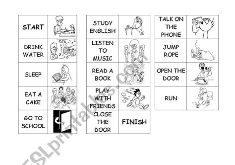 Action Verbs Domino Game Esl Worksheet By Regina Di