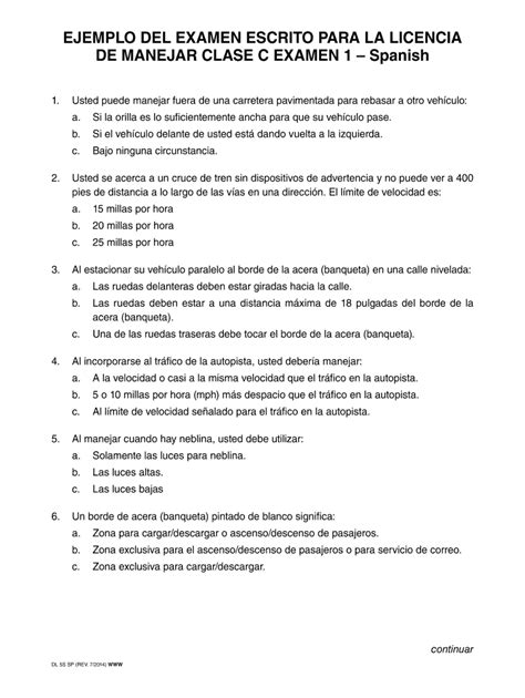 Completable En L Nea Dmv Ca Ejemplo Del Examen Escrito Para La Licencia