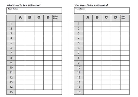Trivia Night Answer Sheets Free Printable