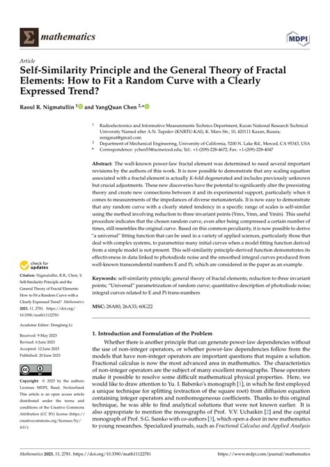 pdf self similarity principle and the general theory of fractal elements how to fit a random