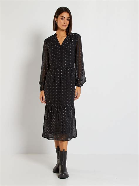 Robe En Plumetis Noir Kiabi