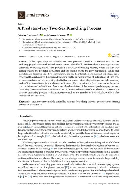 pdf a predator prey two sex branching process