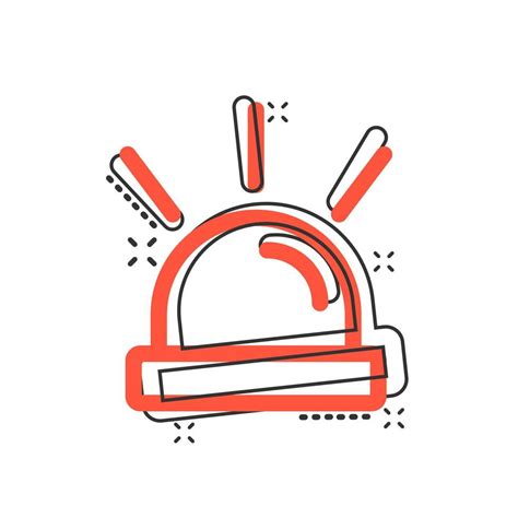 Emergency Siren Icon In Comic Style Police Alarm Vector Cartoon