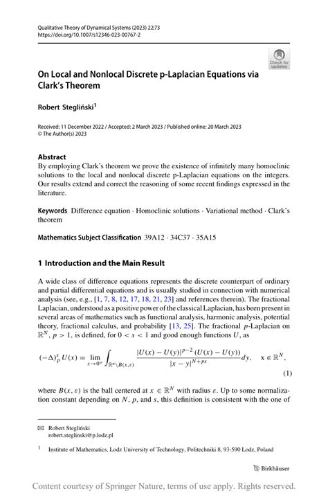 pdf on local and nonlocal discrete p laplacian equations via clark s theorem
