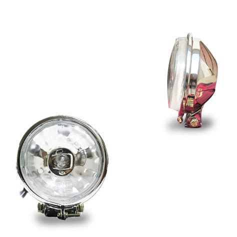 Retro Fog Lights 4 5 Inch Chrome For Royal Enfield Bikes Made In India