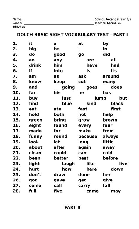 Dolch Basic Sight Wordsasdasdasfasfasgsdgdh Rttyyu Name Studocu