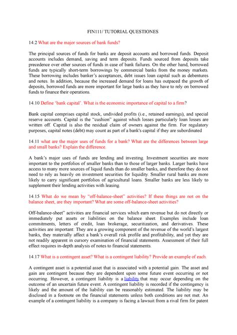 fin111 week 7 week 7 tut questions fin111 tutorial questiones 14 what are the major sources