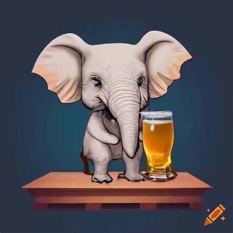 Humorous Image Of A Beer Drinking Elephant On Craiyon