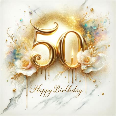 Premium Photo Golden Jubilee Th Birthday With Floral Elegance
