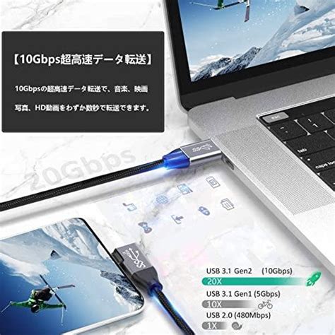 L字左右 USB Cケーブル 1m YITONGXXSUN Type C 3 1 Gen2 10Gbps 100W 5A PD急速充電 4K