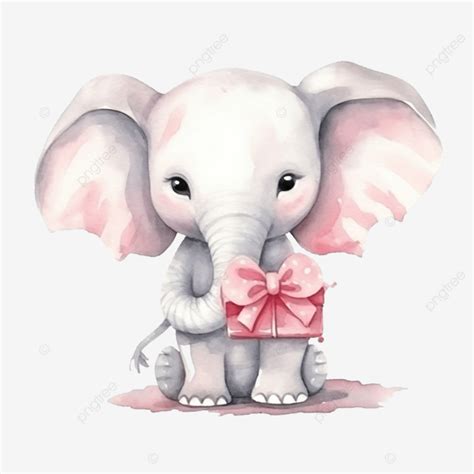 Lindo Elefante Para Navidad Con Ilustración Acuarela PNG Elefante