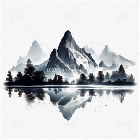 中国风水墨山水画 快图网 免费PNG图片免抠PNG高清背景素材库kuaipng