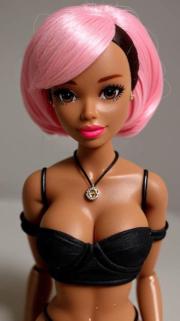 Boneca Barbie Em Vestido Rosa Fundo Foto Premium