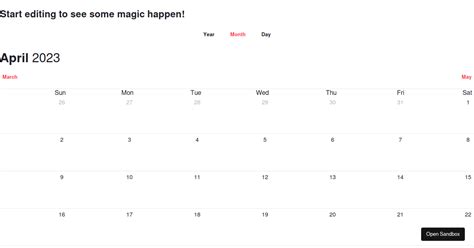 React Awesome Calendar Examples Codesandbox