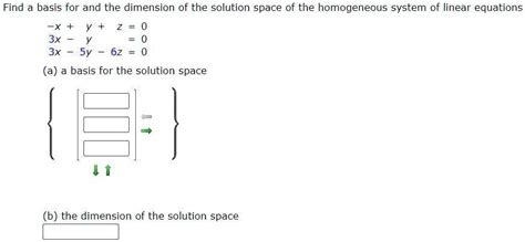 solved find basis for and the dimension of the solution space of the homogeneous system of