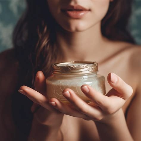 Premium AI Image A Woman Holding A Jar Of Cream In Her Hands