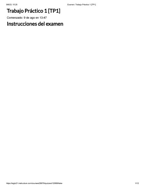 Examen Trabajo Pr Ctico Tp Trabajo Pr Ctico Tp Comenzado