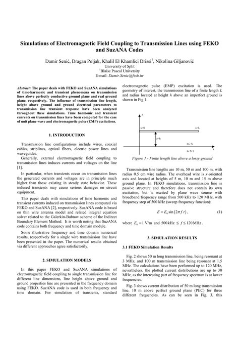 pdf simulations of electromagnetic field coupling to transmission lines using feko and suzana
