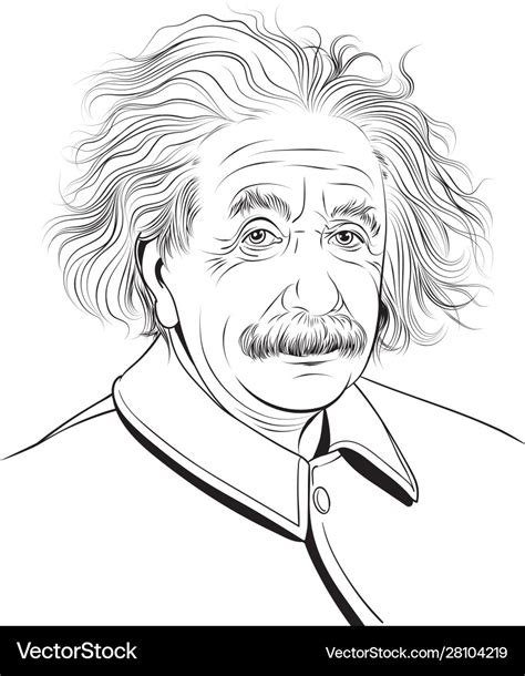Albert Einstein Portrait Illustration Line Art Vector Albert Einstein