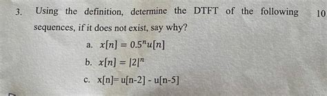3 using the definition determine the dtft of the