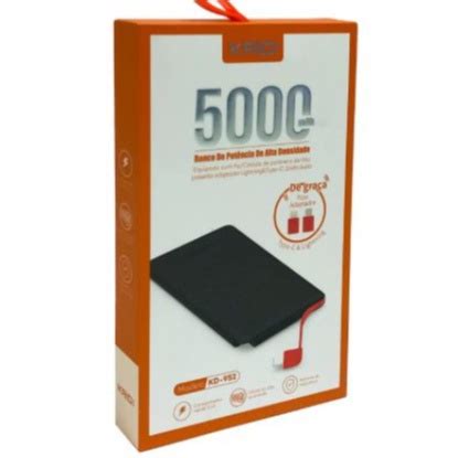 Power Bank Carregador Portátil Bateria Slim Kaidi 5000 Mpah Kd 952