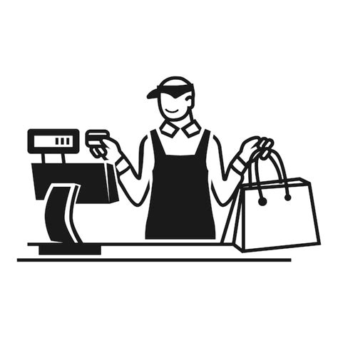 Icono de vendedor en la caja registradora ilustración simple del icono