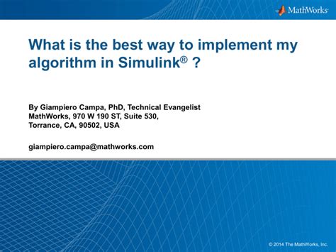 what is the best way to implement algorithms in simulink