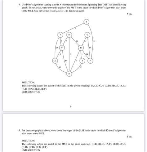 solved 4 use prim s algorithm starting at node a to compute