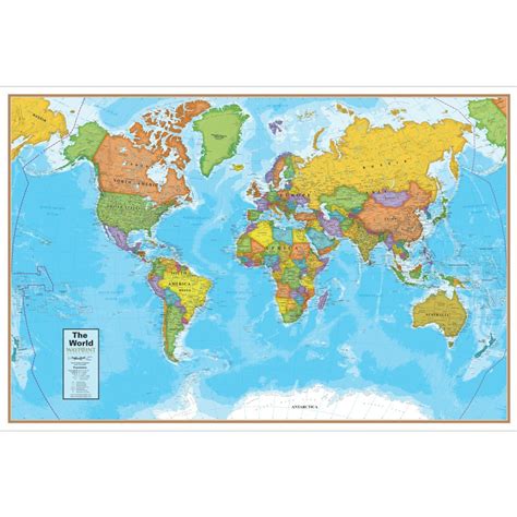 Blue Ocean Series World Wall Map 24 H X 36 W OTWG10