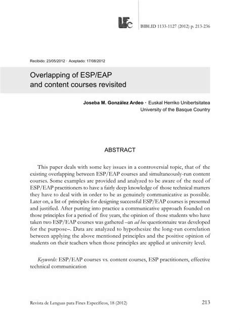 pdf overlapping of esp eap and content courses revisited dokumen tips