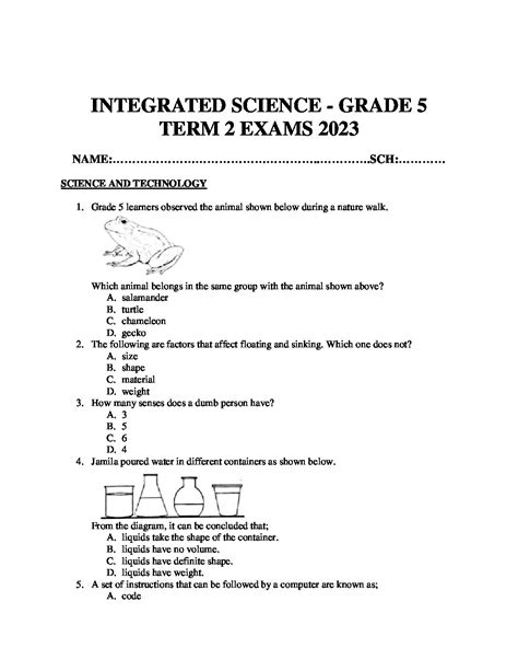 2023 Grade 5 End Of Term 2 Examination With Marking Schemes Set 1