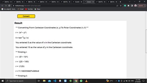 How To Convert Cartesian To Polar Coordinate Units