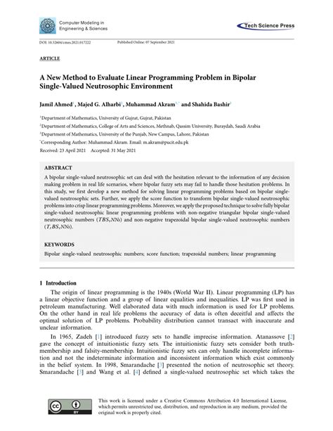 pdf a new method to evaluate linear programming problem in bipolar single valued neutrosophic