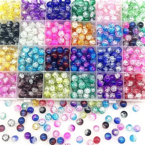 4mm 6mm 8mm Redonda Cor Vidro Crackle Gr Nulos Solto Espa Ador Gr Nulos