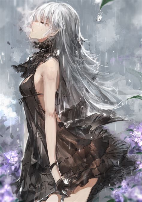 Flowers White Hair Anime Girls Blue Eyes Original Characters Anime
