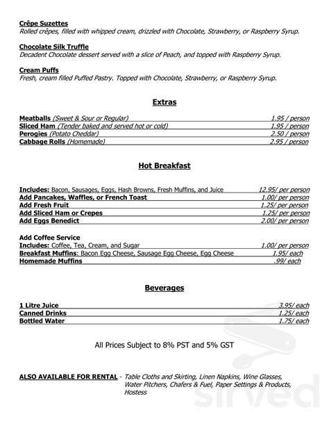 Specialty Catering Winnipeg Menus In Winnipeg Manitoba Canada