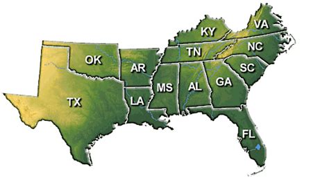 Southern States Map With Cities