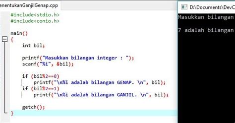Program C Menentukan Bilangan Ganjil Atau Genap