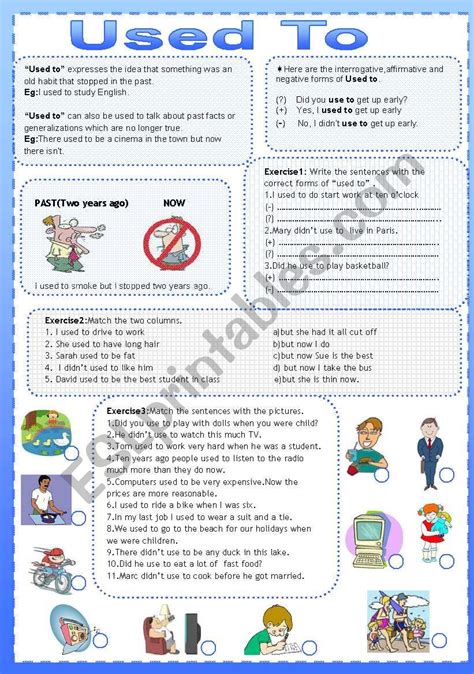 Used To ESL Worksheet By Cuneiform