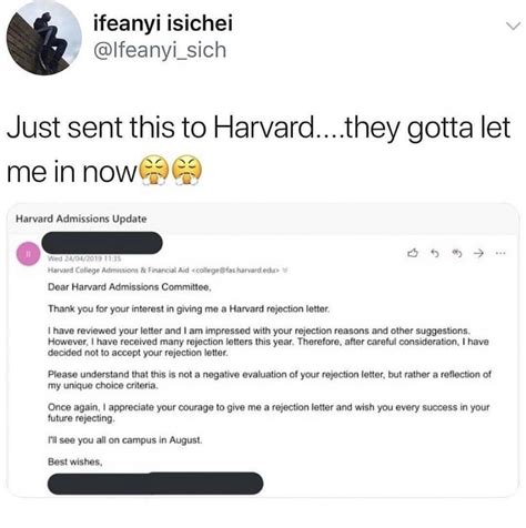 Harvard Rejection Letter Relatable And Inspiring