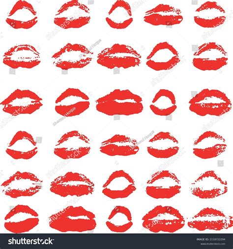 Lipstick Kiss Print Isolated Vector Set Stock Vector Royalty Free 2118722294