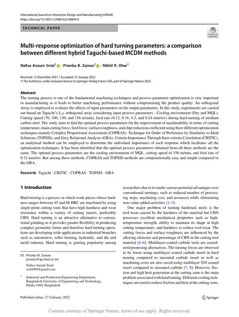 multi response optimization of hard turning parameters a comparison between different hybrid