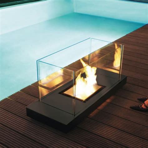 Rechteckige Bioethanol Brennkammer UNI FLAME 1 7 BLACK RADIUS DESIGN