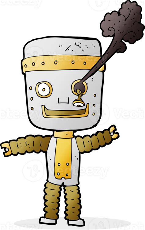 Tecknad Serie Rolig Guld Robot Png
