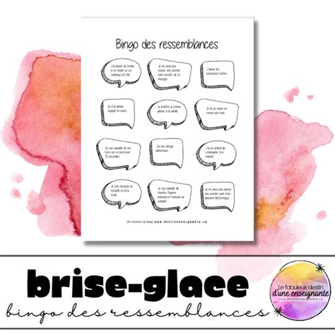 Jeu Brise Glace Bingo Des Ressemblances